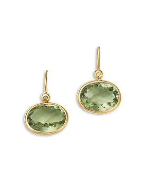 Bloomingdale'S Prasiolite And Diamond Drop Earrings - Green/gold