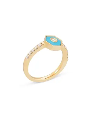 Miseno Diamond & Turquoise Baia Stackable Ring - Gold
