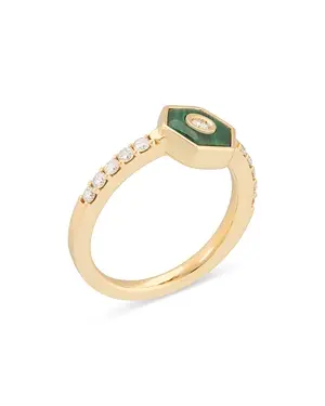 Miseno Diamond & Malachite Baia Stackable Ring - Gold