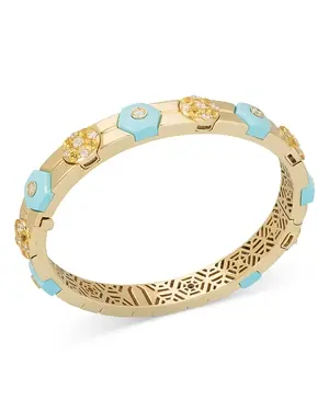 Miseno 18k Yellow Baia Bangle With Diamonds, Yellow Sapphire & Turquoise - Gold