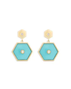Miseno Diamond And Turquoise Baia Earrings - Blue/gold