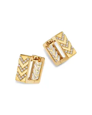 Bloomingdale'S Diamond Chevron Square Huggie Hoop Earrings - Gold