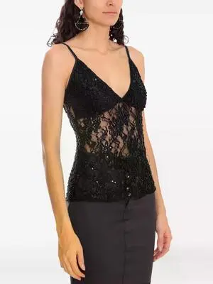 AMIR SLAMA Lace Beaded Top