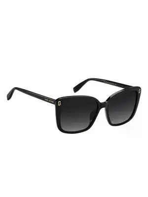 Marc Jacobs Square Frame Sunglasses With Gold Logo Detail - Black