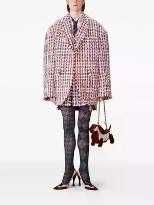 Thom Browne Gingham Satin-ribbon Tweed Pleated Mini Skirt