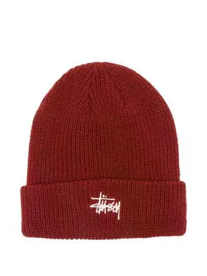 StÜssy Logo-Embroidered Beanie Red