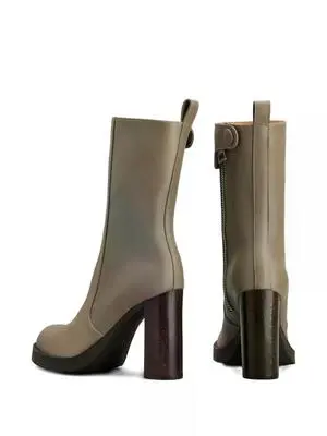 TOD'S Leather Block-heel Boots With Zip Detail