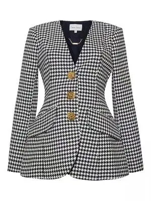 Cara Cara Houndstooth Single-breasted Blazer - White