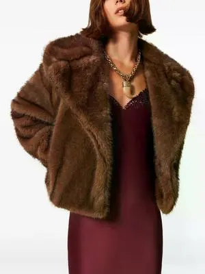 TWINSET Oversized Faux Fur Jacket