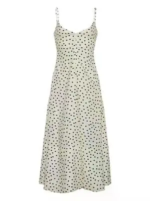 Cara Cara Polka-dot A-line Midi Dress - White