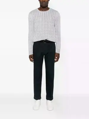 GRAN SASSO Cable-knit Crew-neck Sweater - Grey