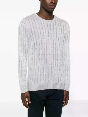 GRAN SASSO Cable-knit Crew-neck Sweater - Grey