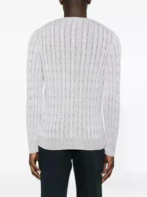 GRAN SASSO Cable-knit Crew-neck Sweater - Grey