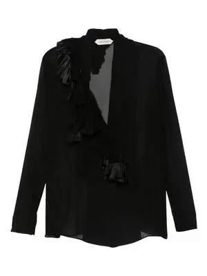 Alberta Ferretti Ruffled Long-sleeve Blouse