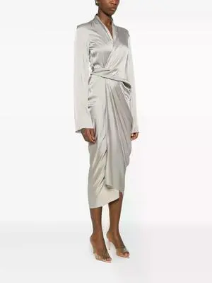 Rick Owens Draped Wrap Midi Dress - Grey