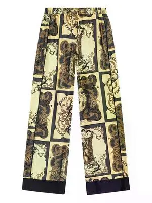 GANNI Printed Trousers - Gold