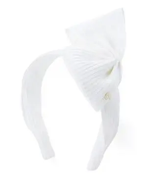 MAISON MICHEL Ribbed Bow Headband - White