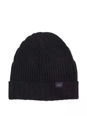 FAY Ribbed Beanie - Black