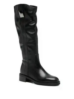 PROGETTO Round-toe Leather Boots