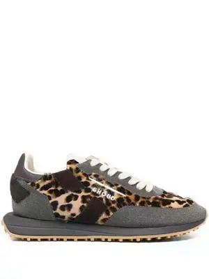 GHOUD VENICE Animal-print Panelled Sneakers - Brown