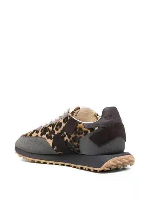 GHOUD VENICE Animal-print Panelled Sneakers - Brown