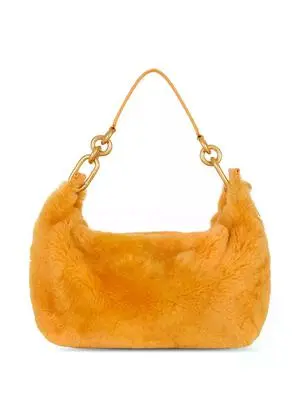 Balmain Shearling Chain Shoulder Bag - Orange