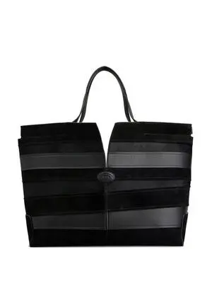 TOD'S Leather-suede Striped Tote Bag