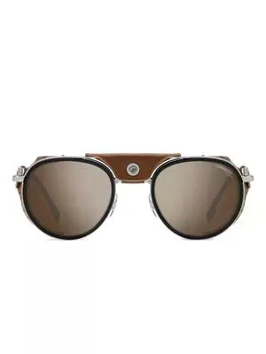 Carrera Eyewear Leather-shield Round-frame Sunglasses