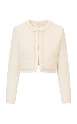 LoveShackFancy Ralphette Pearl-embellished Tweed Jacket - White