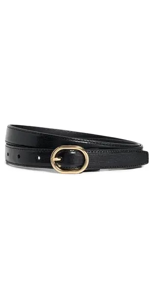 Vince Stitched Lizard Glazed Belt - Black