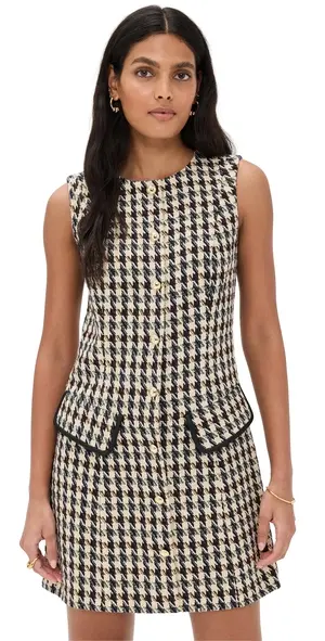 Shoshanna Abigail Houndstooth Tweed Mini Dress