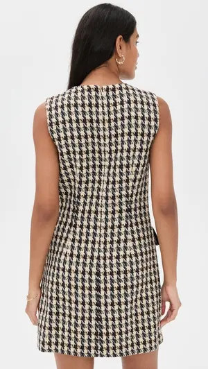 Shoshanna Abigail Houndstooth Tweed Mini Dress