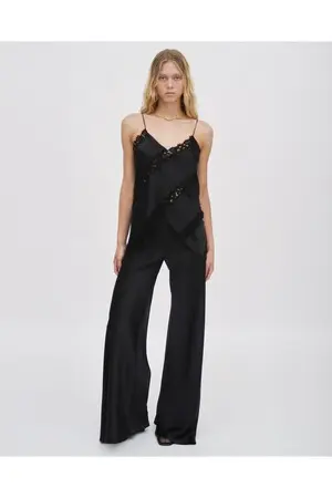 Rosetta Getty Bias Cut Wide Leg Pant - Black