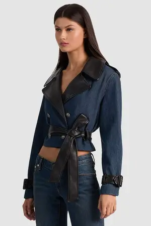 Cropped Denim Trench Coats