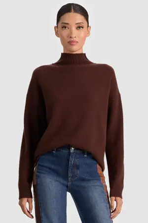 Alice + Olivia Melie Cashmere Pullover - Brown / Pink / Yellow