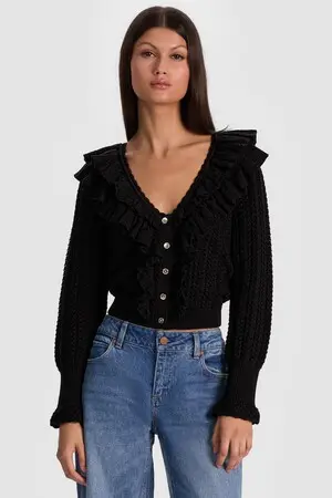 Alice + Olivia Eileen Ruffle Cardigan