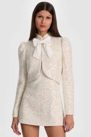 Alice + Olivia Embellished Tweed Jacket