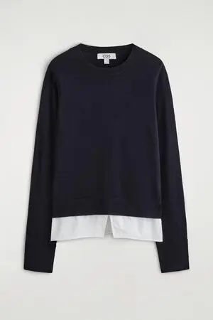 Cos Layered Merino Wool Sweater - Navy