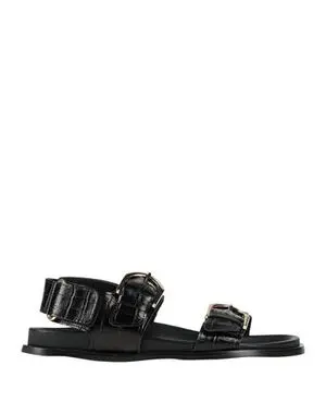 ALOHAS Leather Sandals With Crocodile Print - Black