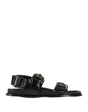 ALOHAS Leather Sandals With Crocodile Print - Black