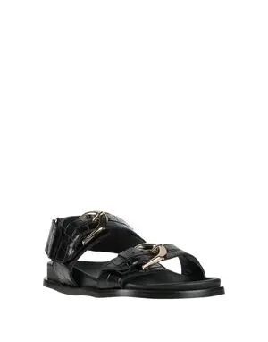 ALOHAS Leather Sandals With Crocodile Print - Black
