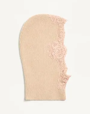 Valentino Garavani Vlogo Signature Cashmere And Lace Hood - Alabaster