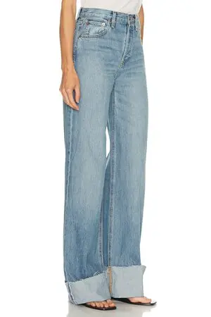 RE/DONE High Rise Wide Leg Cuff Jeans