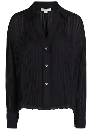 Vince Striped Plissé Chiffon Shirt