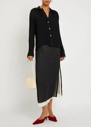 Vince Striped Plissé Chiffon Shirt