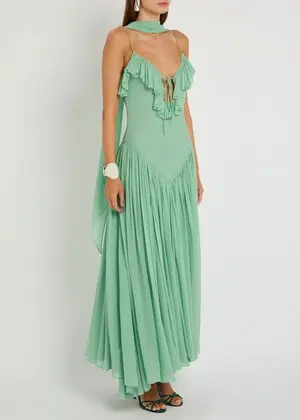 DE LA VALI Harmattan Ruffled Georgette Maxi Dress