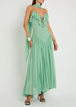 DE LA VALI Harmattan Ruffled Georgette Maxi Dress