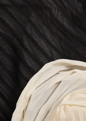 Vince Layered Striped Plissé Midi Skirt