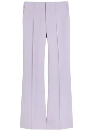 Chloé Pintuck Flared-leg Wool Trousers - Lilac