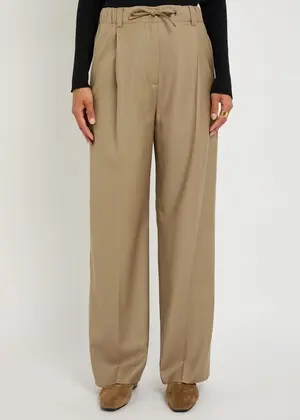 Moncler Straight-leg Wool Trousers - Beige
